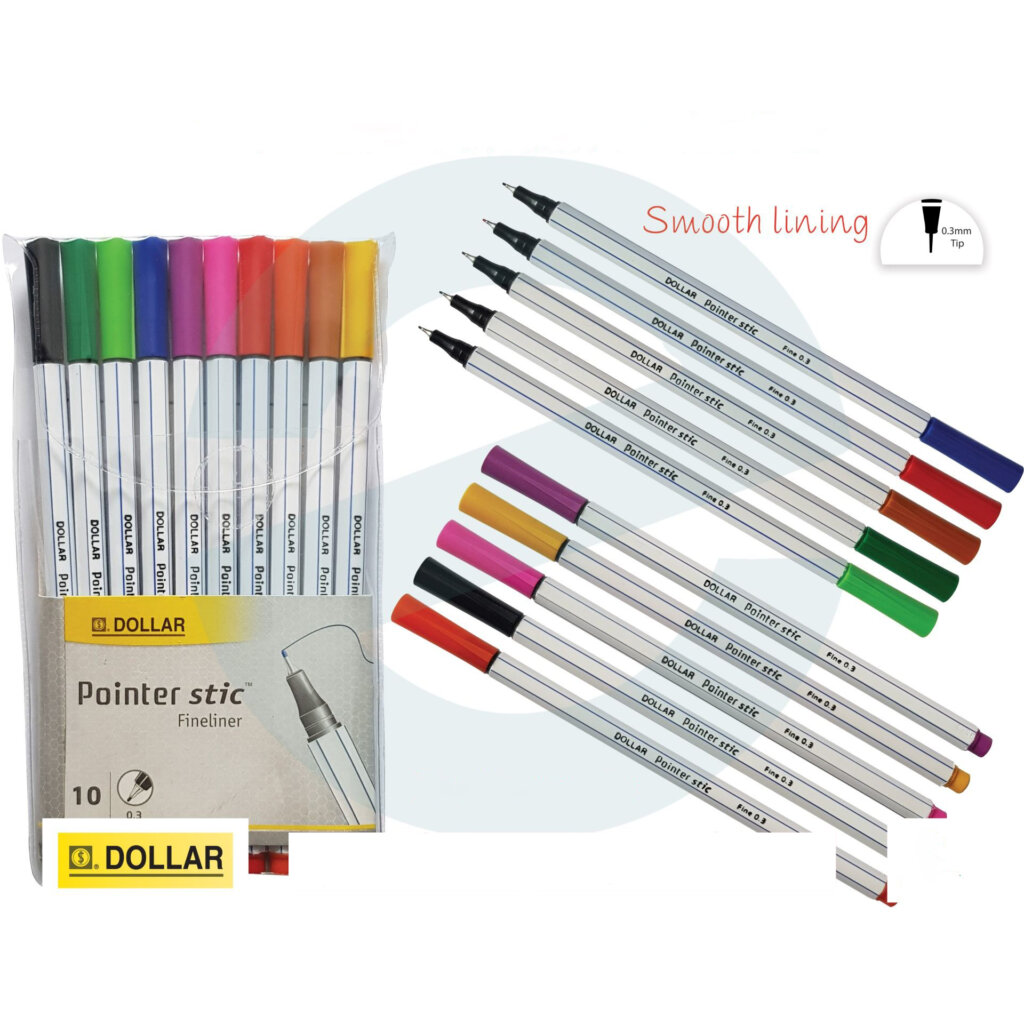 Dollar Pointer Stic 0.3 Mm 6 Colors Fineliner Pens