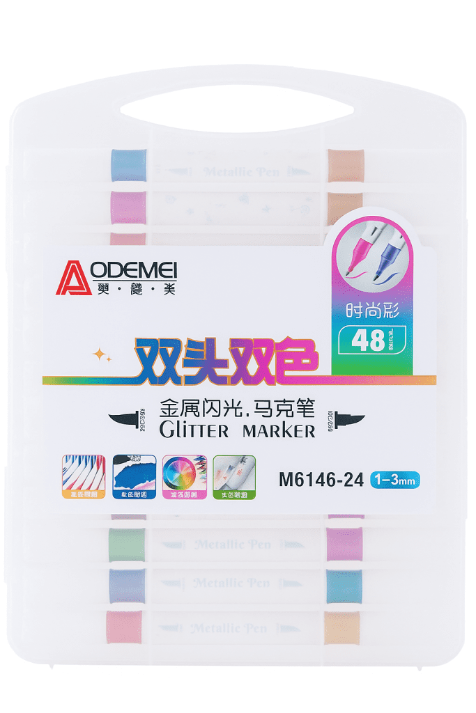 ODEMEI Dual-Tip Glitter Markers – 48 Vibrant Colors